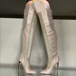 Emily B | Shoes | Emily B Leather Crochet Thigh High Boots | Poshmark